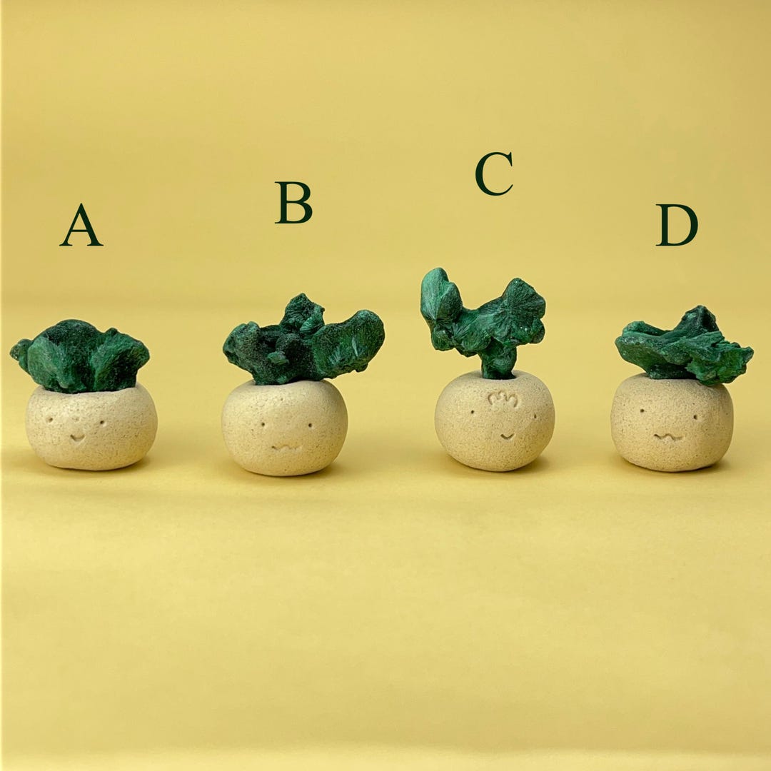 Handmade Clay Malachite Crystal Buddies Natural Crystal Desk Pet With ...