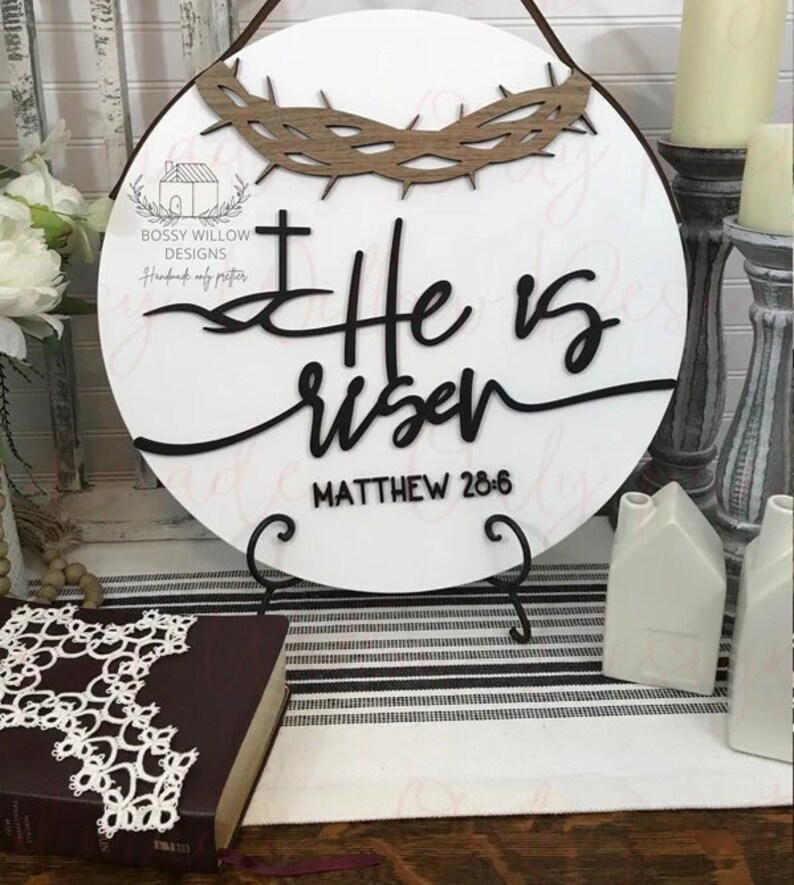 He is Risen Door Hanger Jesus Easter Crown Door Hanger - Etsy