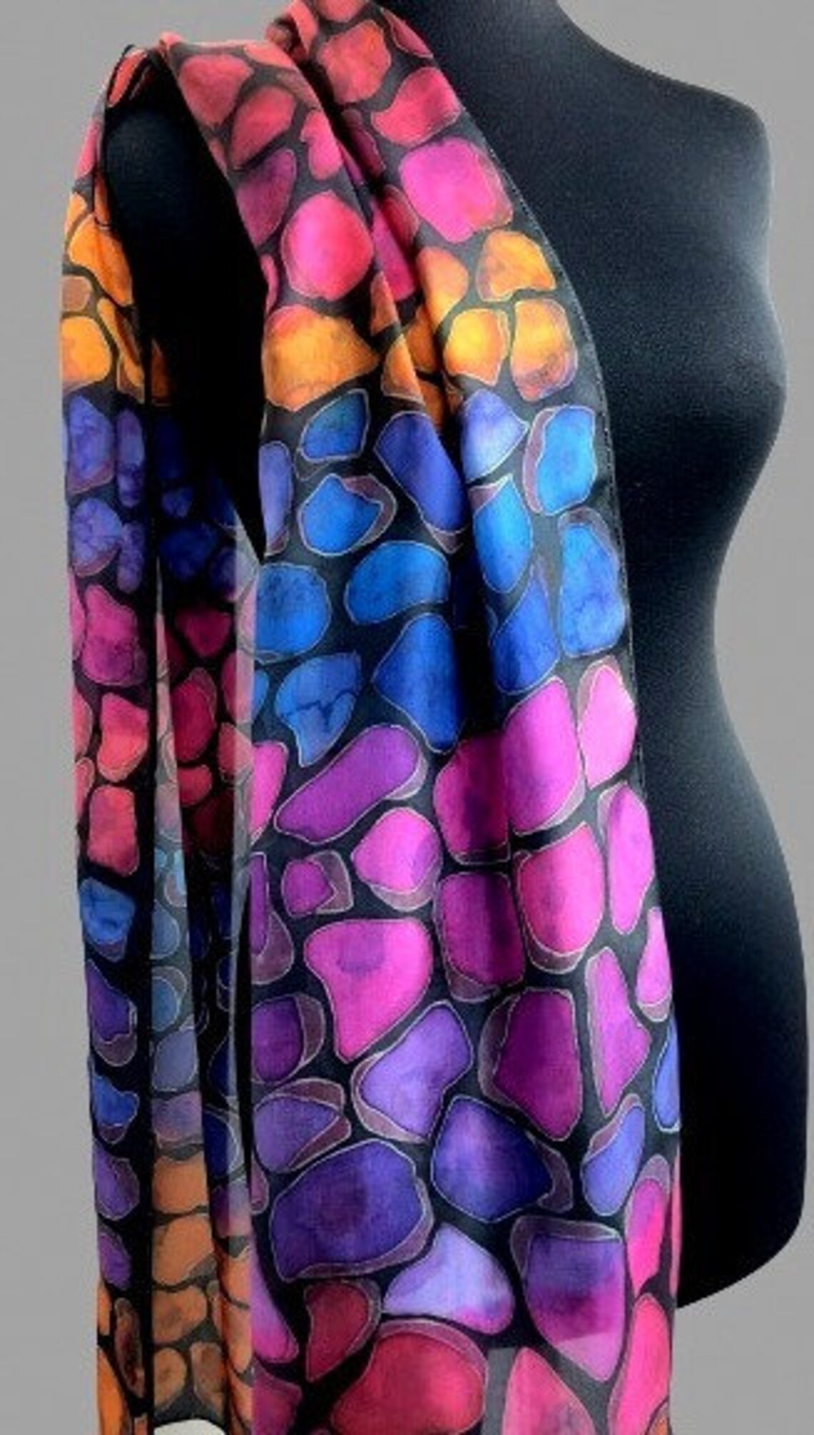 Hand-painted Abstract Silk Scarf/ Natural Silk Pongee/ Hand - Etsy