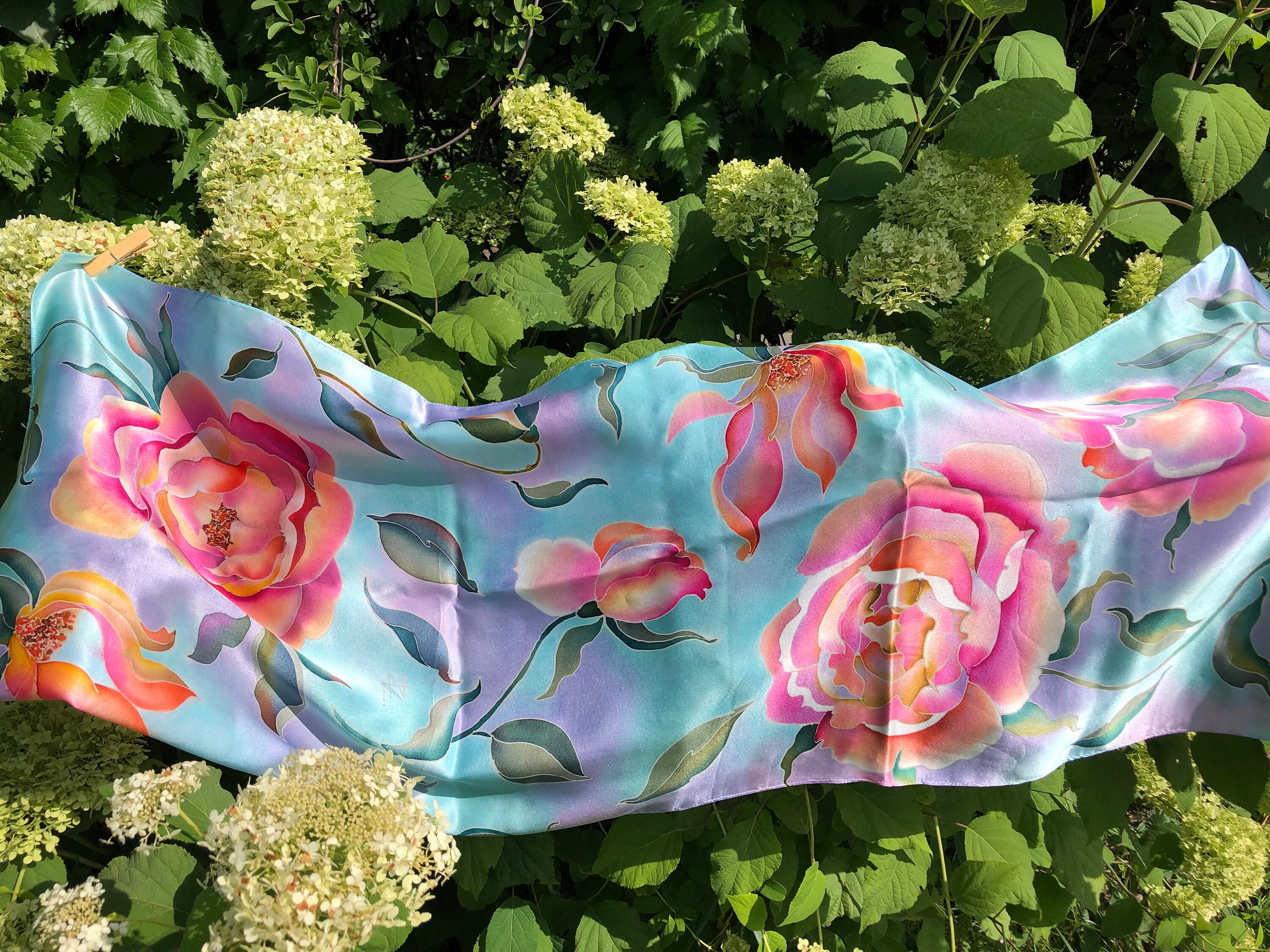 Hand-painted Silk Scarf art Nouveau Roses Natural - Etsy