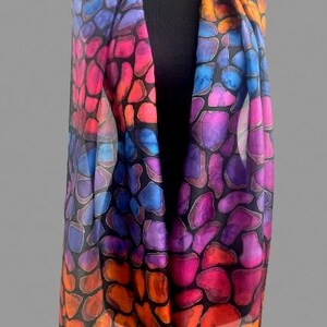 Hand-painted Abstract Silk Scarf/ Natural Silk Pongee/ Hand Rolled ...