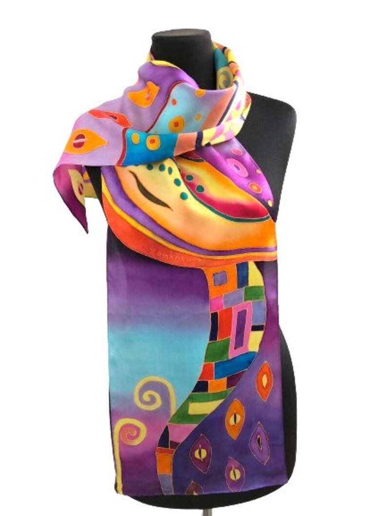 Hand Painted Silk Scarf Frey Wille / Abstract Scarf /natural - Etsy UK