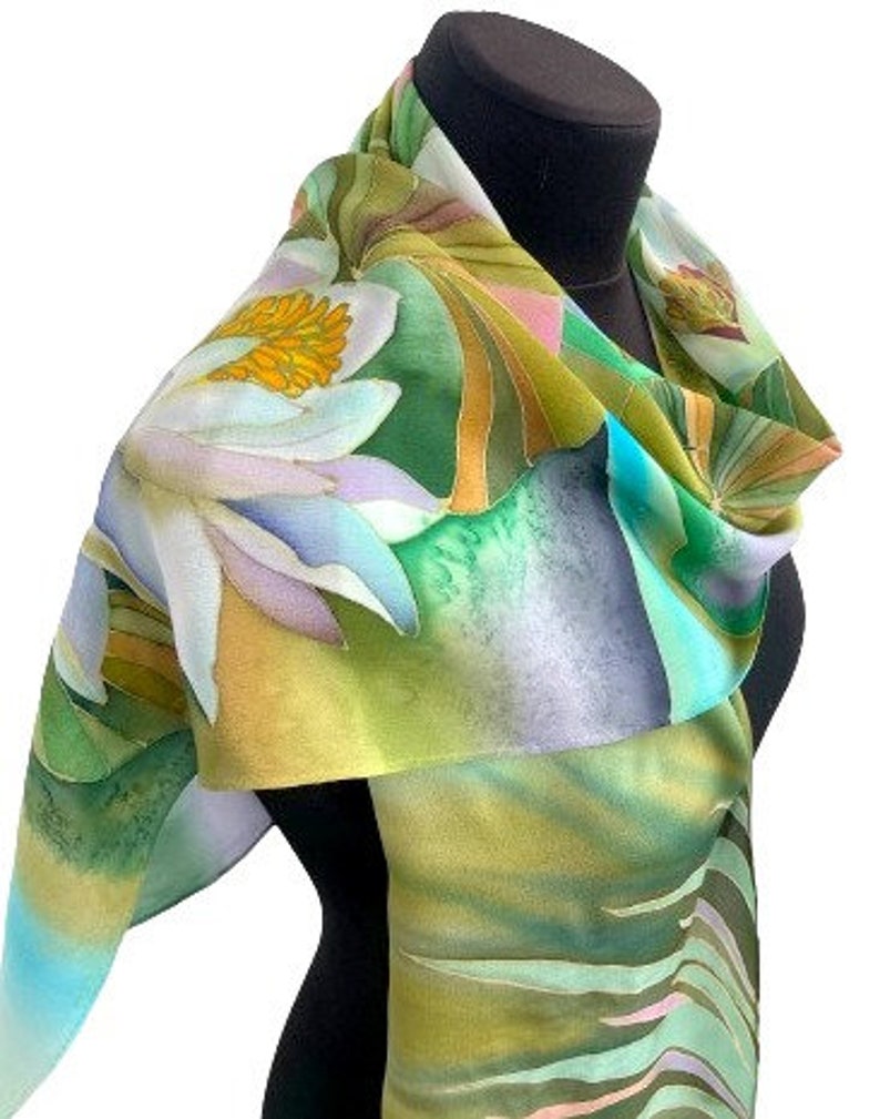 Silk Scarf Hand Painted River Lilies Silk Scarf Gift for Women. - Etsy