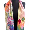 Hand Painted Silk Scarf Frey Wille Silk Shawl Emerald and Ruby, Natural ...