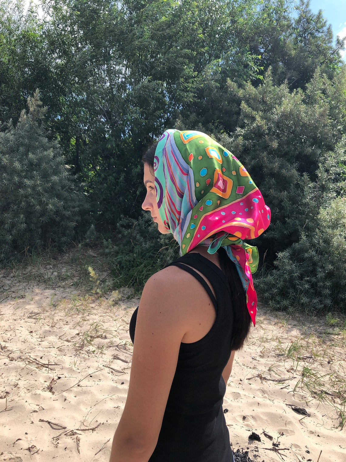 Hand Painted Silk Scarf Frey Wille Silk Shawl Emerald and - Etsy