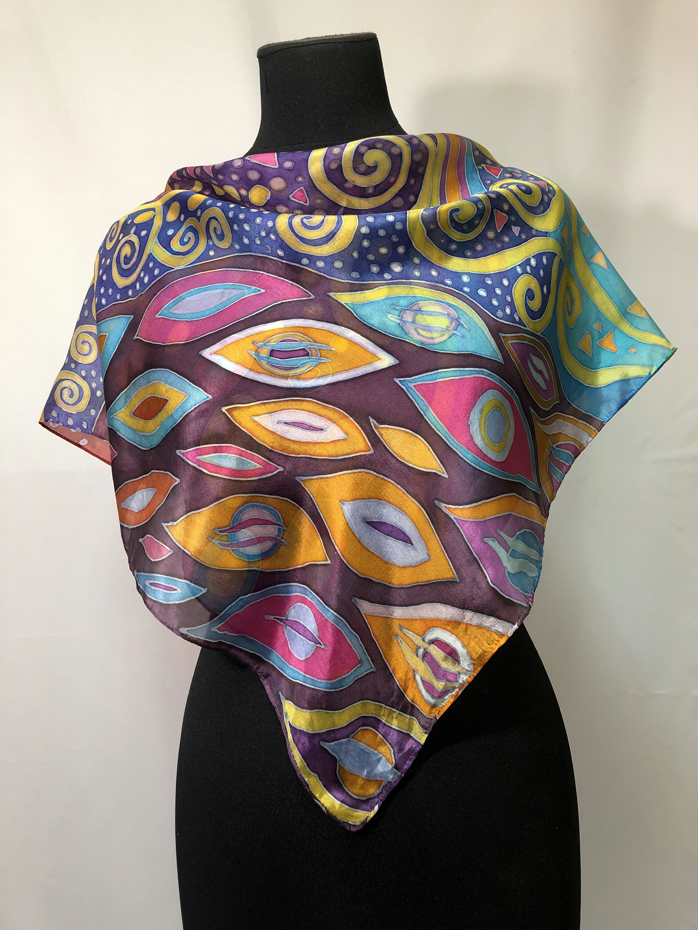 Hand painted silk scarf Frey Wille / square silk scarf / | Etsy