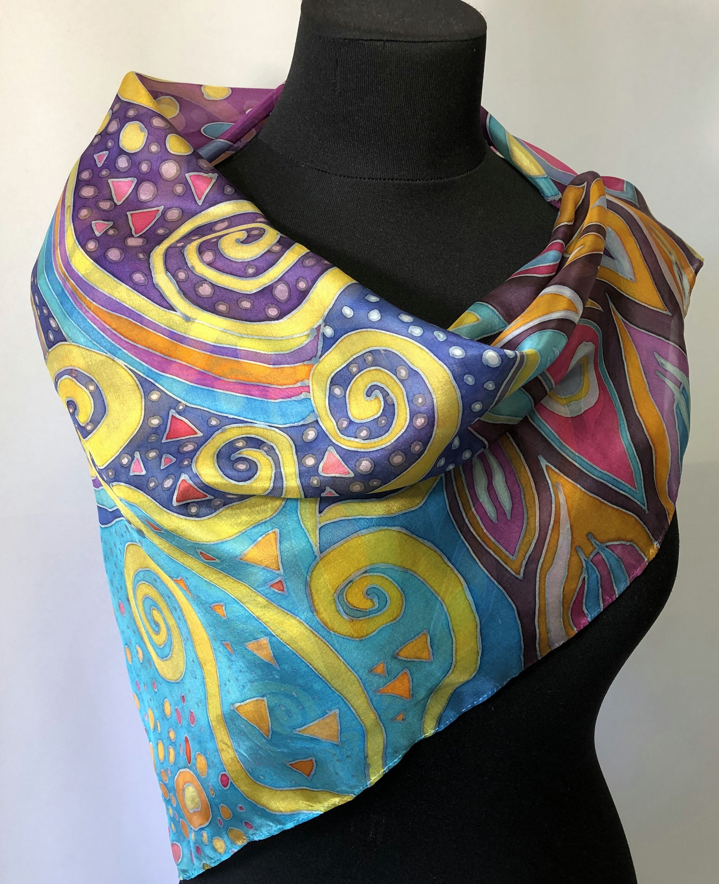 Hand painted silk scarf Frey Wille / square silk scarf / | Etsy