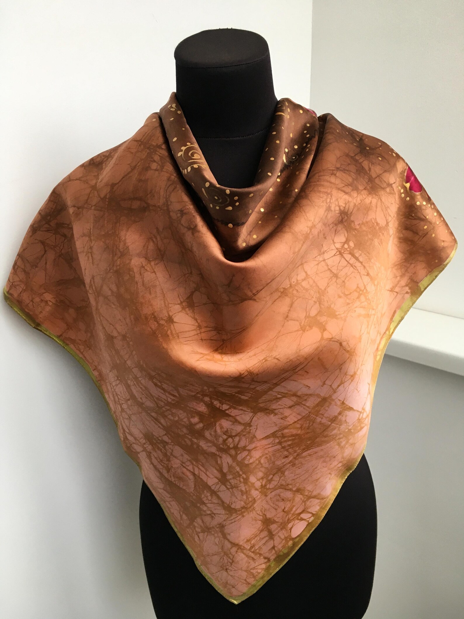 Hand Painted Satin Scarf Sakura Japanese Motif Gift for Her Unique ...