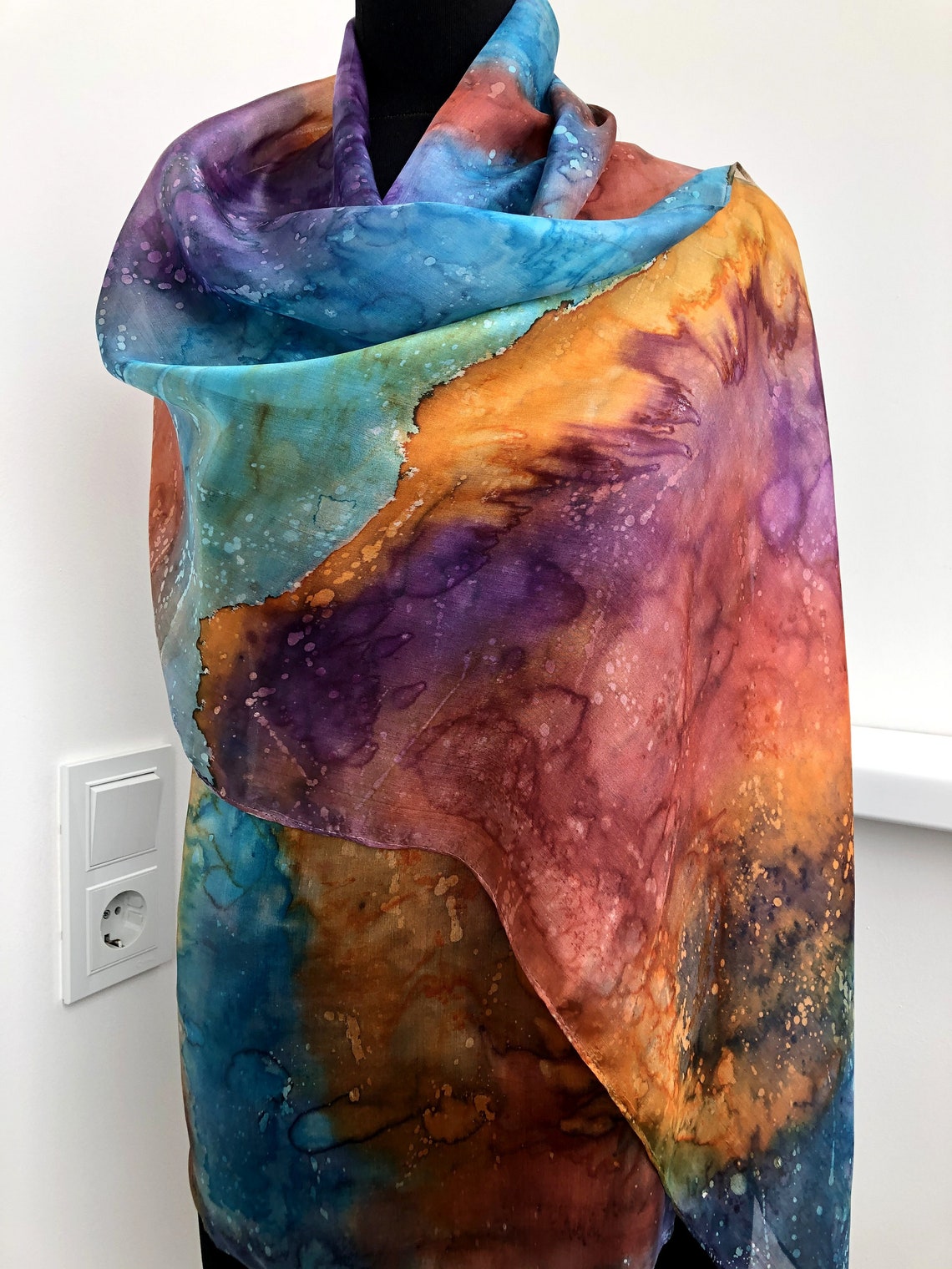 Hand Painted Silk Scarf Natural Silk 100 % Gift for Her. - Etsy