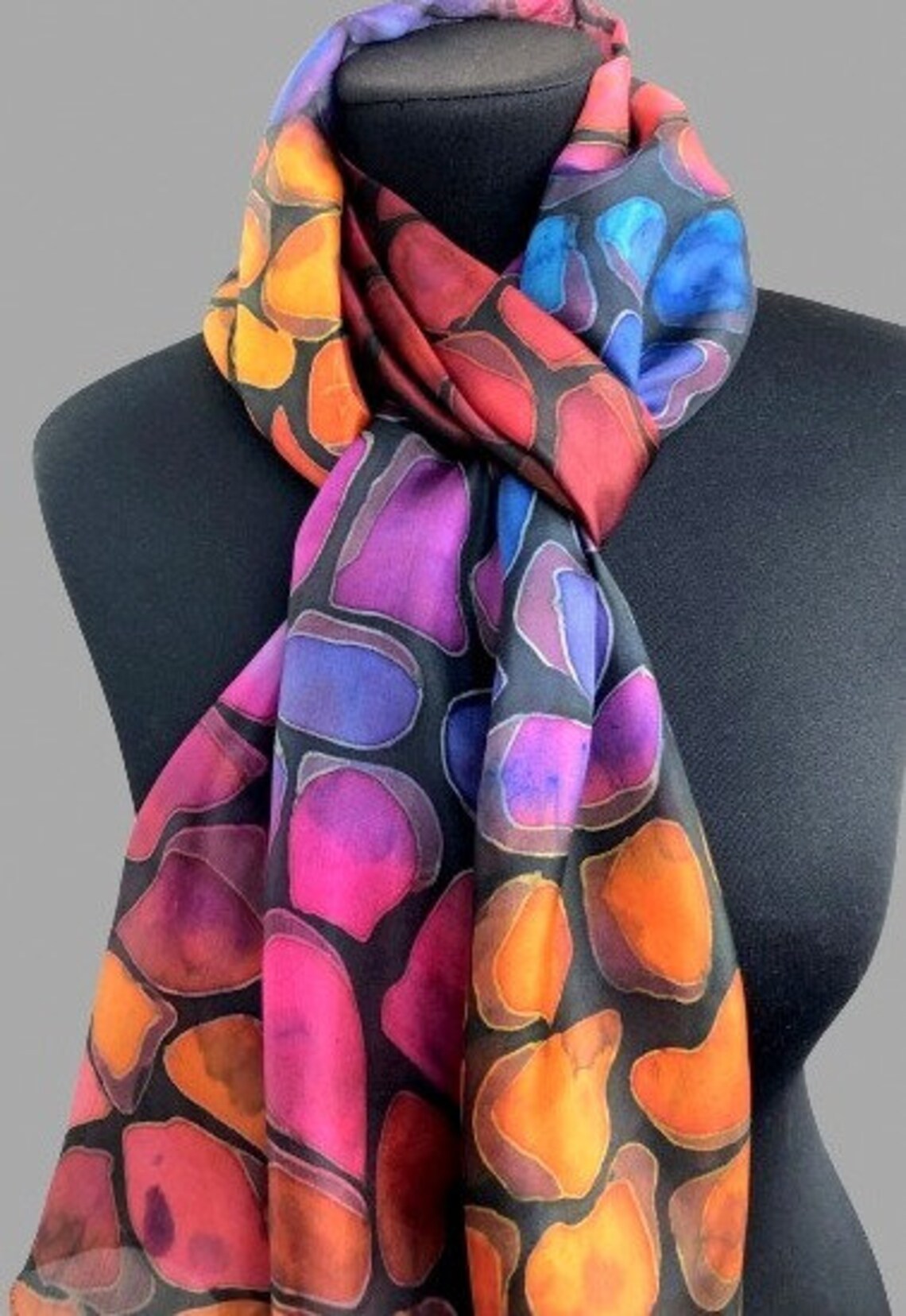 Hand-painted Abstract Silk Scarf/ Natural Silk Pongee/ Hand - Etsy