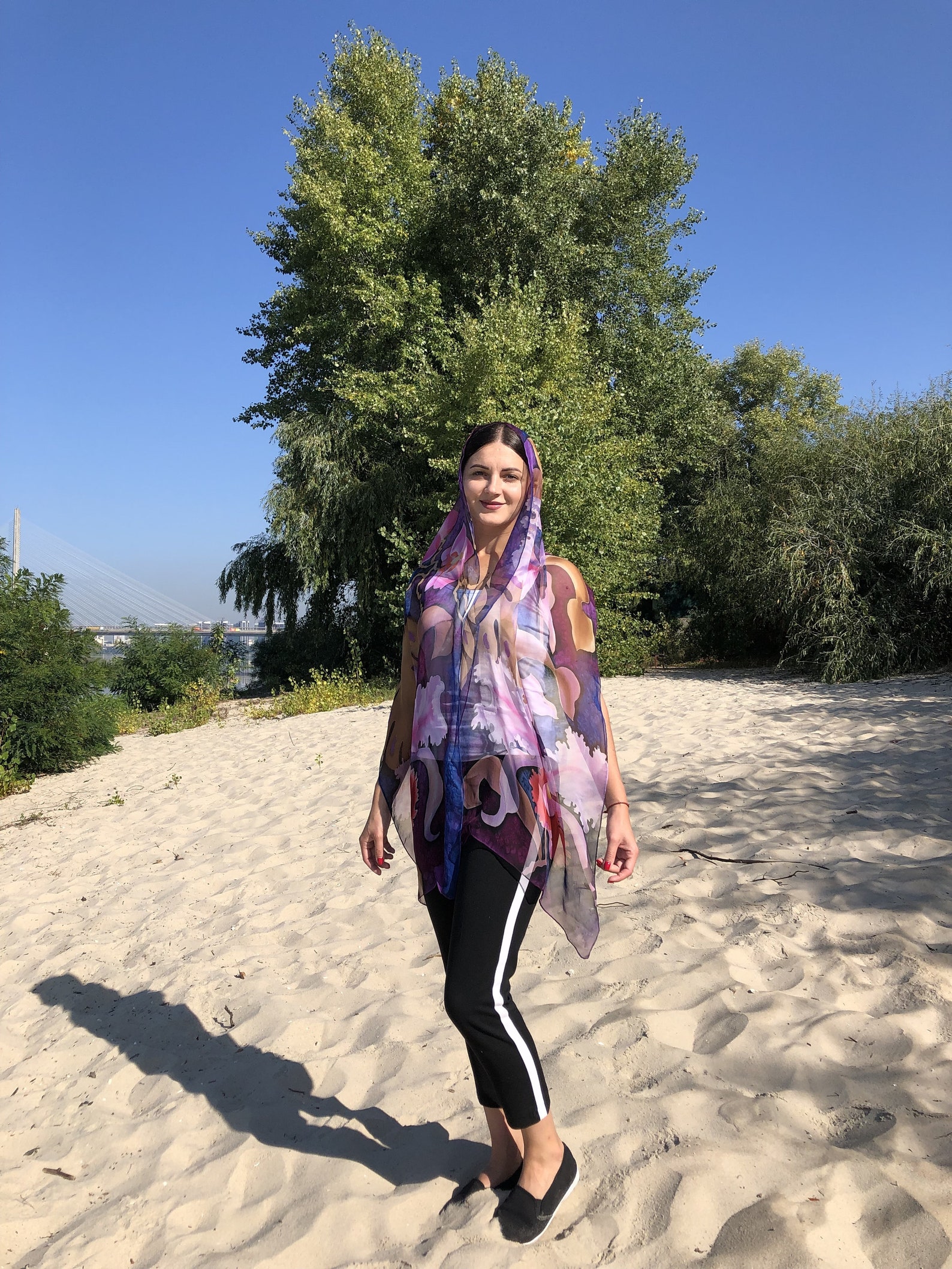 Hand Painted Large Chiffon Scarf Orchids 81 / 20. - Etsy