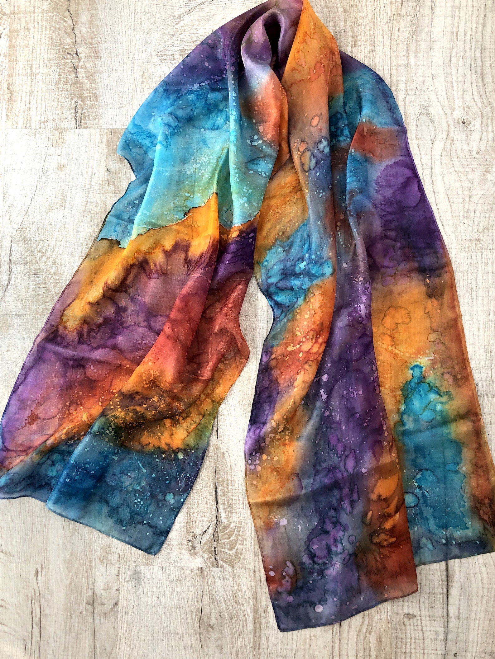 Hand Painted Silk Scarf Natural Silk 100 % Gift for Her. - Etsy