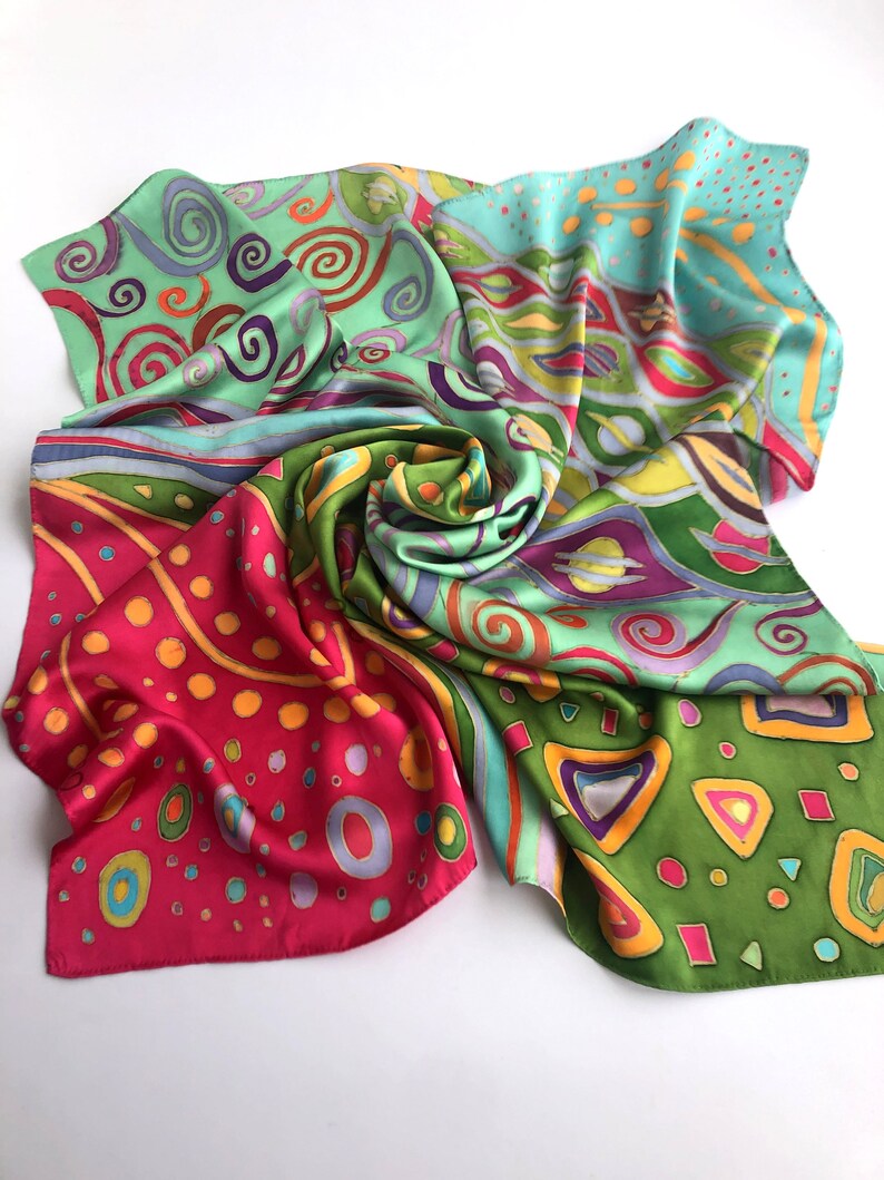 Hand Painted Silk Scarf Frey Wille Silk Shawl Emerald and - Etsy