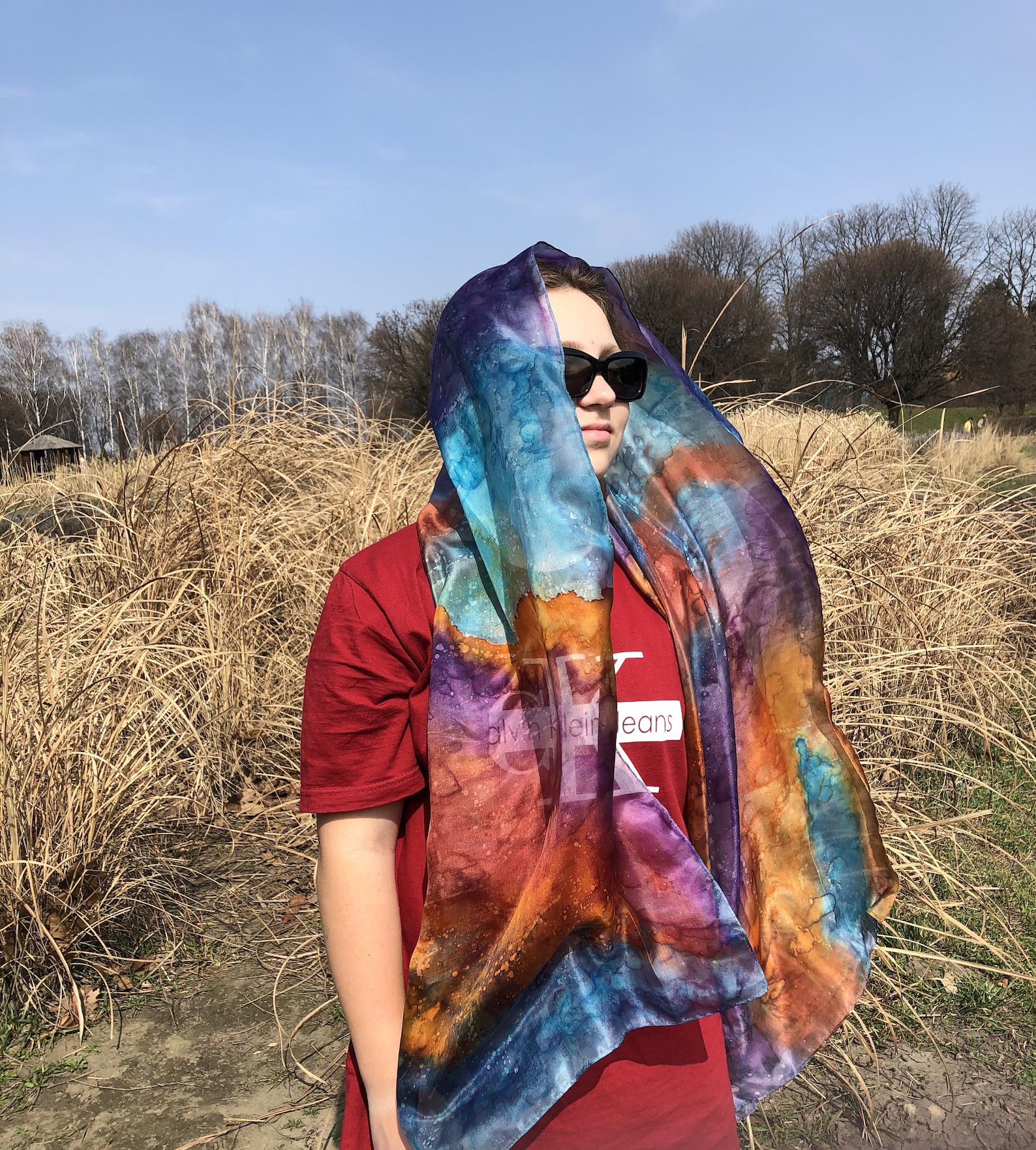 Hand Painted Silk Scarf Natural Silk 100 % Gift for Her. - Etsy