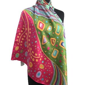 Hand Painted Silk Scarf Frey Wille Silk Shawl Emerald and - Etsy