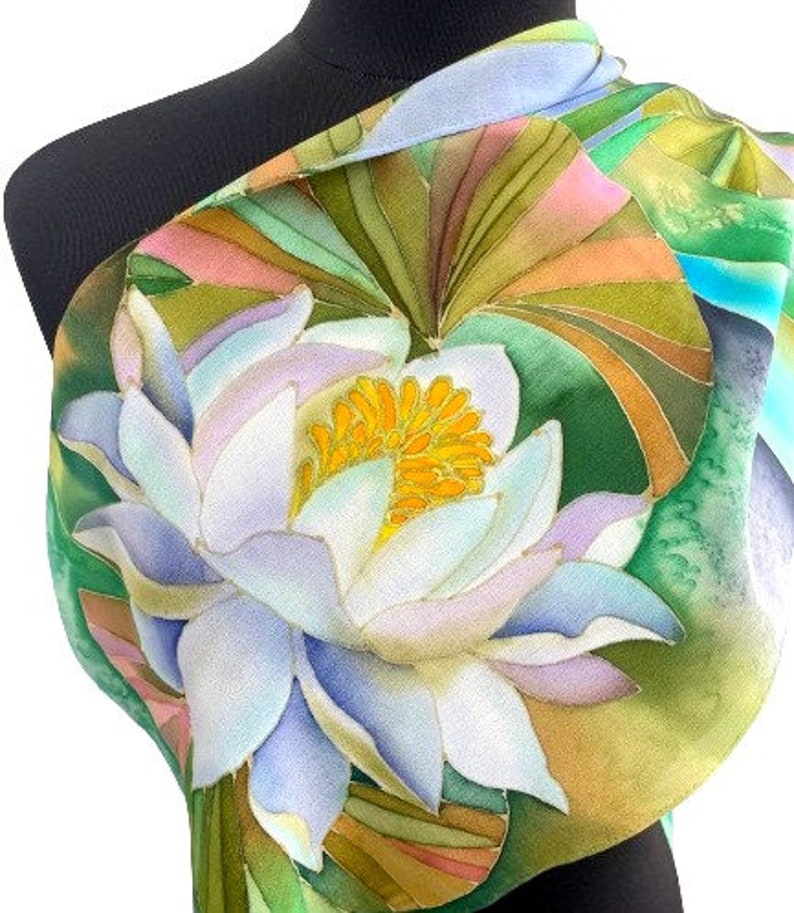 Silk Scarf Hand Painted River Lilies Silk Scarf Gift for Women. - Etsy