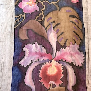 Hand Painted Large Chiffon Scarf Orchids 81 / 20. - Etsy