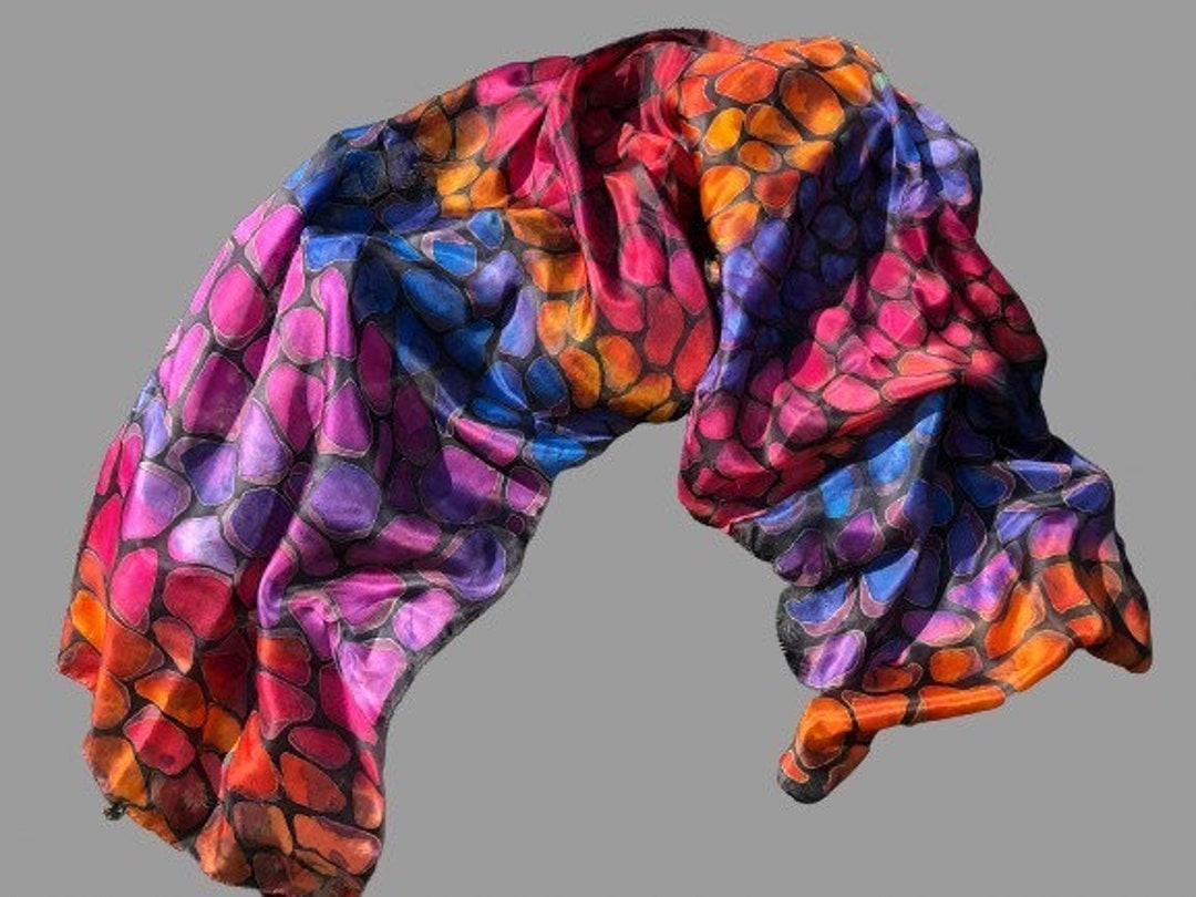Hand-painted Abstract Silk Scarf/ Natural Silk Pongee/ Hand - Etsy
