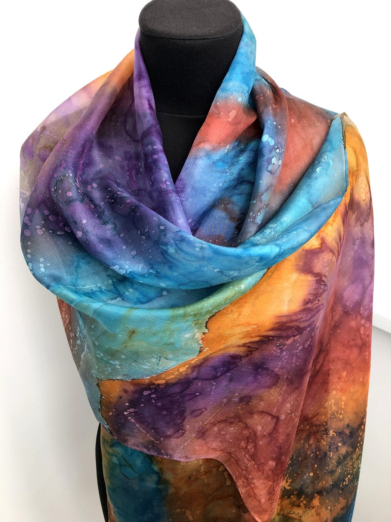Hand Painted Silk Scarf Natural Silk 100 % Gift for Her. - Etsy