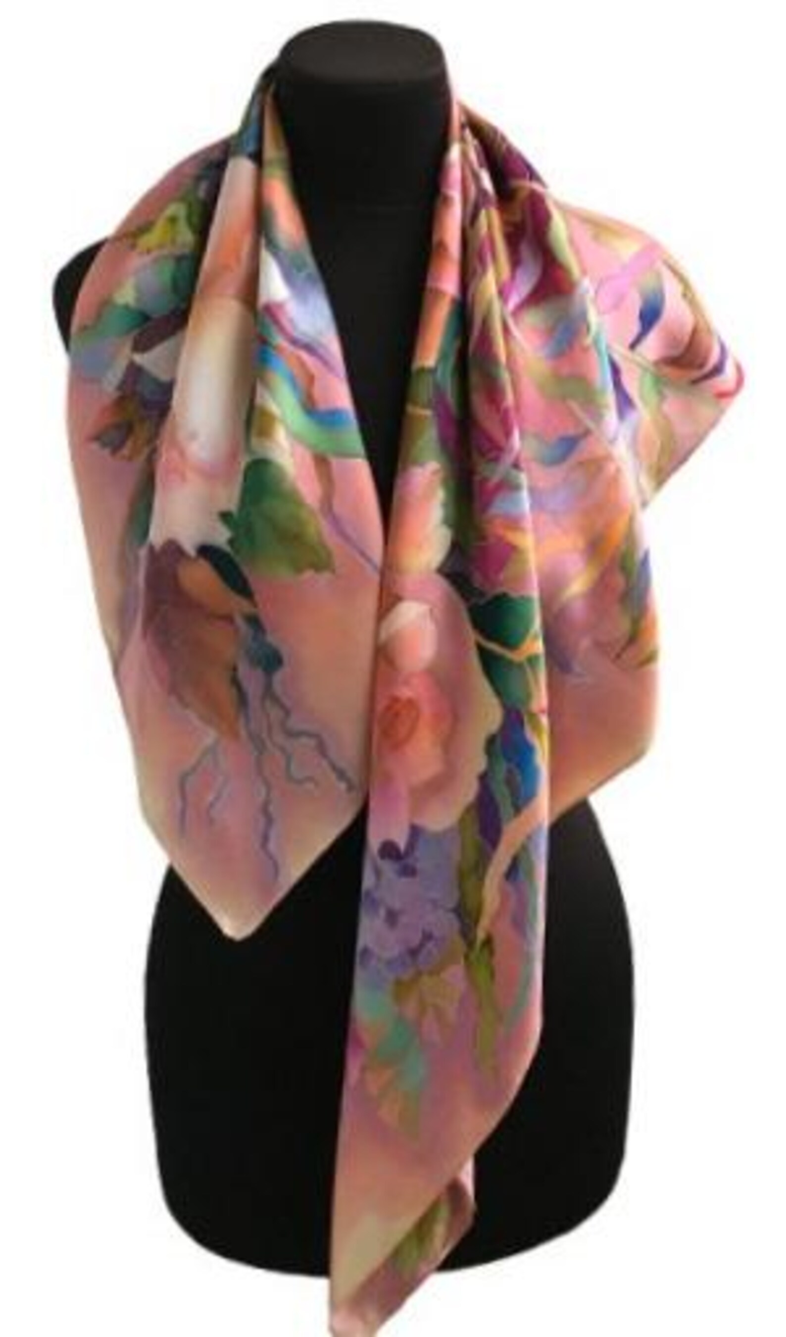 Hand Painted Silk Scarf Roses Gift Women Anniversary Gift. - Etsy
