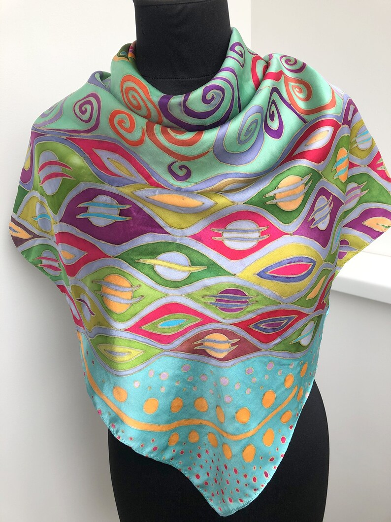 Hand Painted Silk Scarf Frey Wille Silk Shawl Emerald and - Etsy