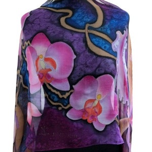 Hand Painted Large Chiffon Scarf Orchids 81 / 20. - Etsy