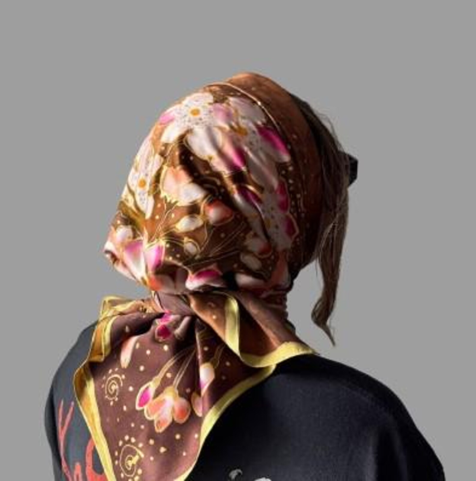 Hand Painted Satin Scarf Sakura Japanese Motif Gift for Her Unique ...