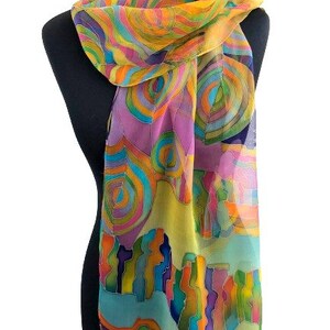 Hand Painted Chiffon Scarf Feathers, Women's Scarf Nature-inspired ...