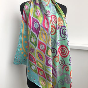 Hand Painted Silk Scarf Frey Wille Silk Shawl Emerald and | Etsy