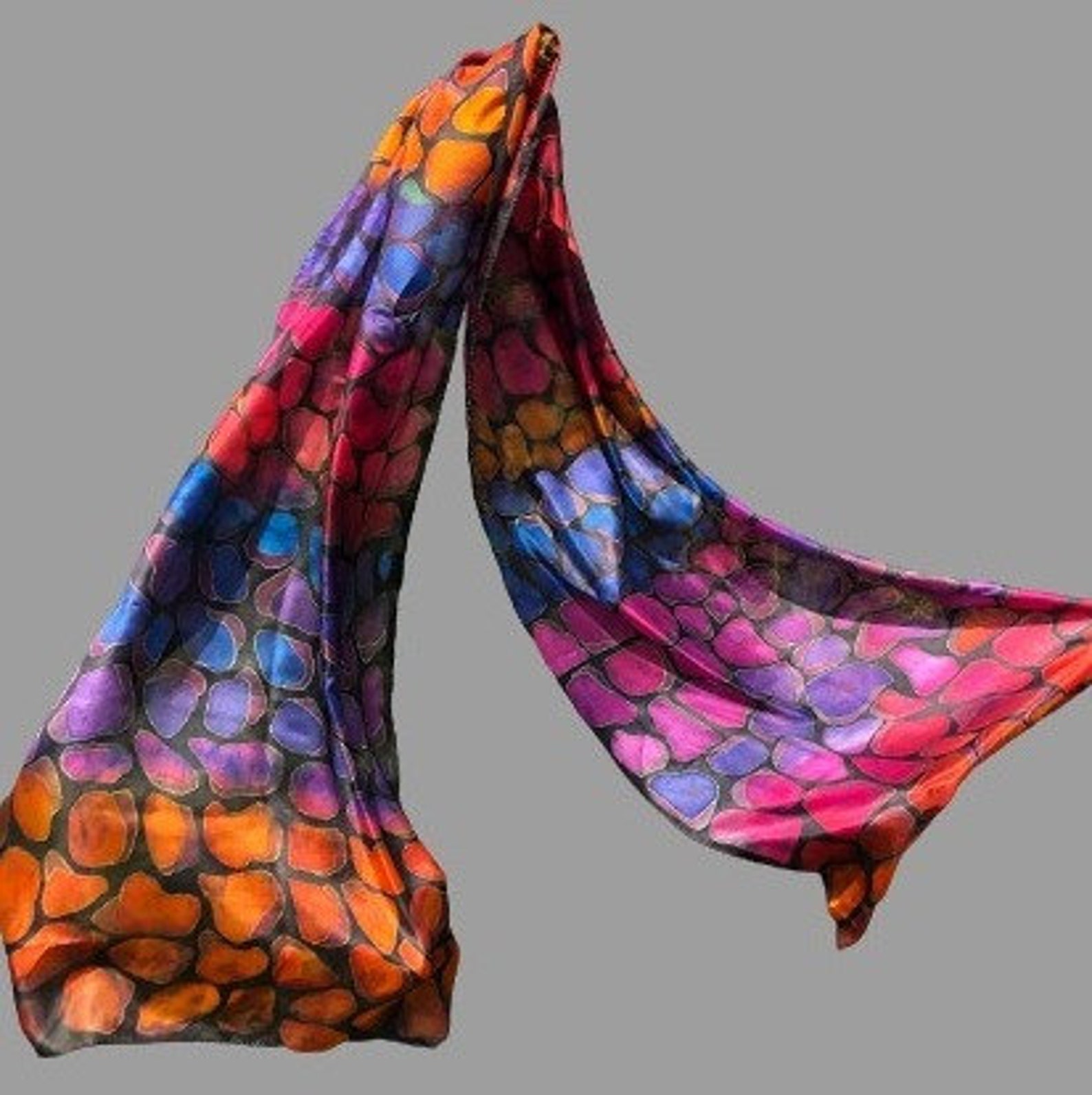 Hand-painted Abstract Silk Scarf/ Natural Silk Pongee/ Hand - Etsy