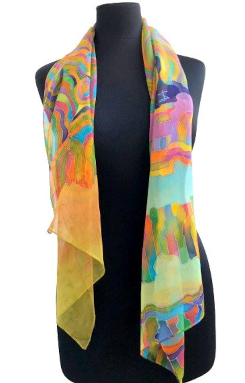 Hand Painted Chiffon Scarf Feathers, Women's Scarf Nature-inspired ...