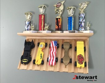 Pinewood Five Car Derby Display Derby Car and Trophy Shelf | Etsy