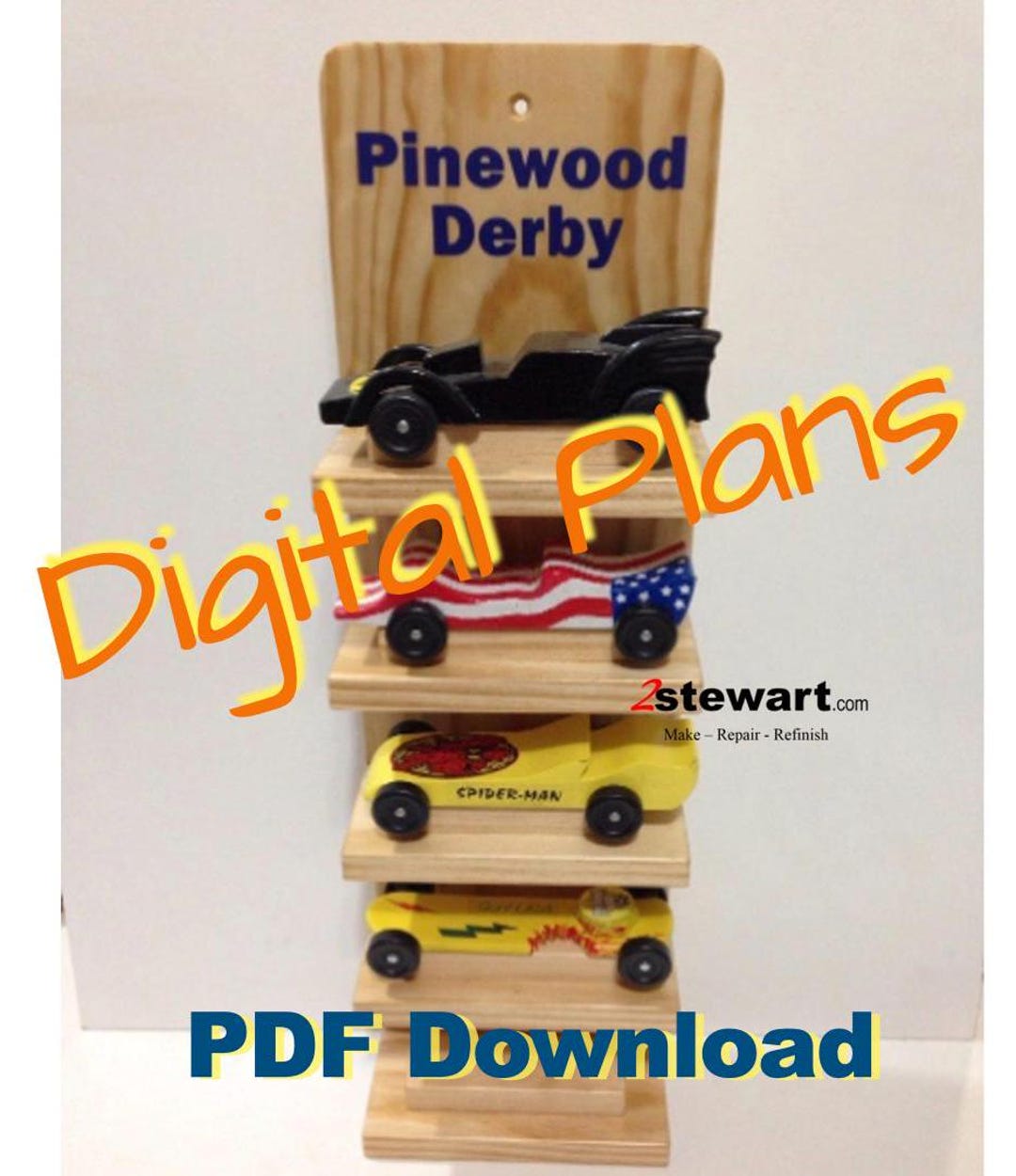 PDF Digital Download DIY Plans 5 Car Pinewood Derby Display Shelf Step ...