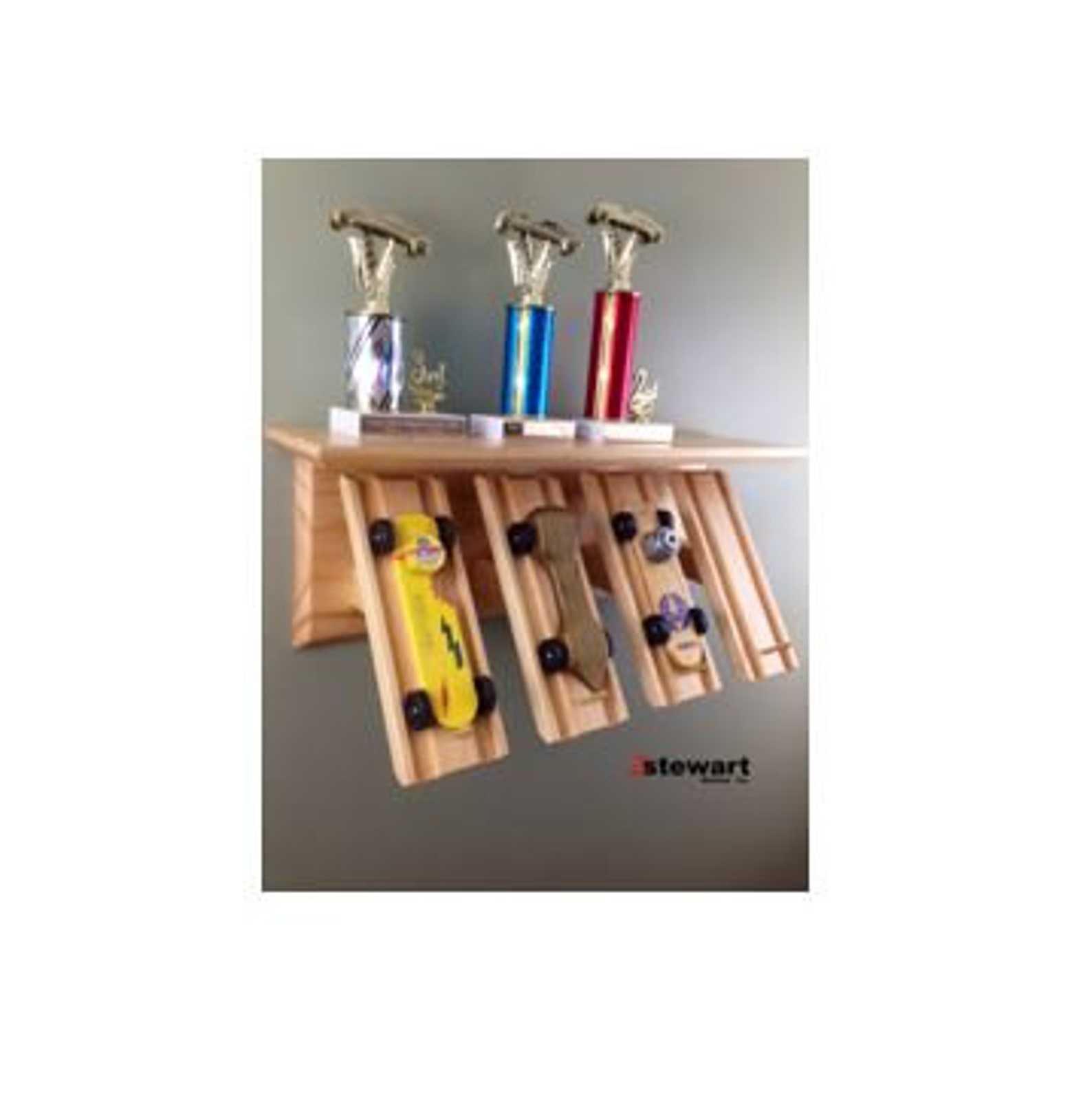 Pinewood Four Car Trophy Shelf Derby Car Display Wall - Etsy