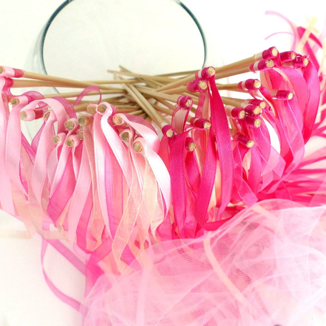 Varita de cinta, boda princesa, cinta rosa pastel, cinta fushia ...