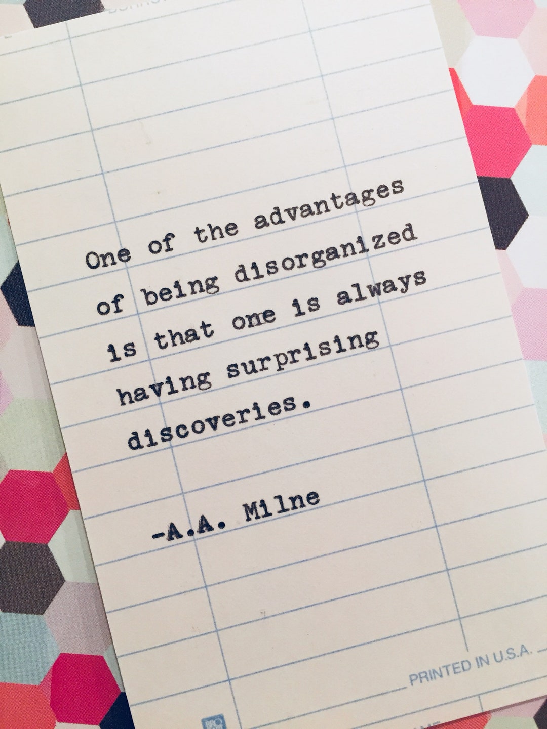 A.A. Milne- Winnie the Pooh- Quote Hand Typed on Library Due Date Card ...