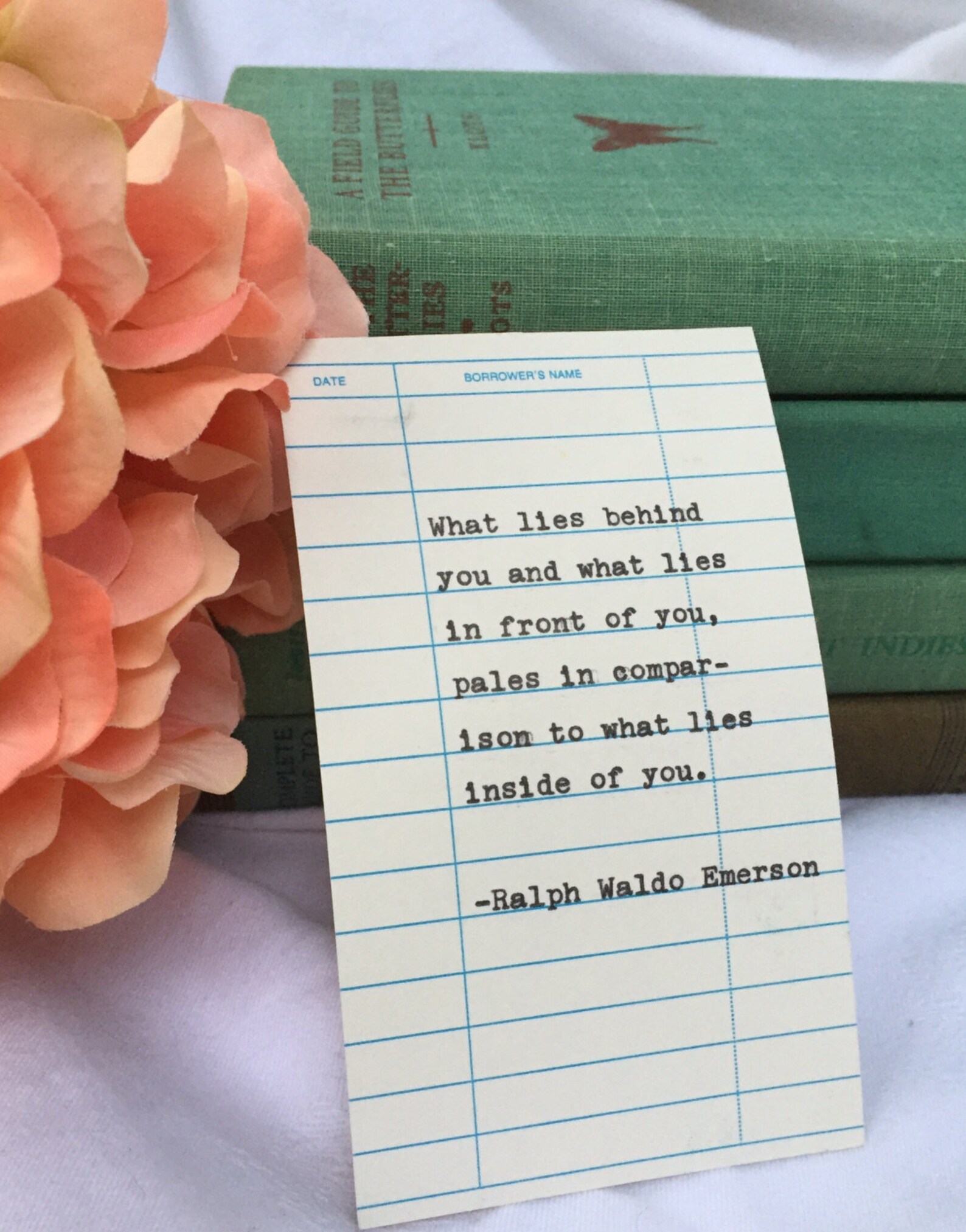 Ralph Waldo Emerson Hand Typed Quote on Library Card - What Lies - Etsy