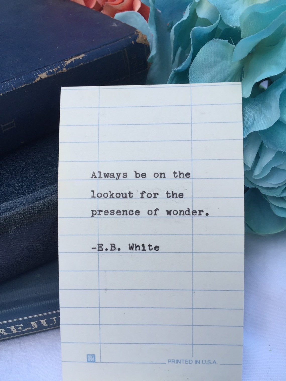 E.B. White Quote Hand Typed on Library Due Date Card- Inspiring Quote ...