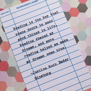 Ruth Bader Ginsburg Quote- Typed Quote on Library Due Date Card - RBG ...