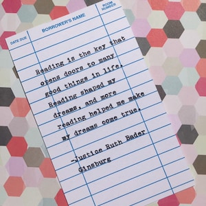 Ruth Bader Ginsburg Quote- Typed Quote on Library Due Date Card - RBG ...