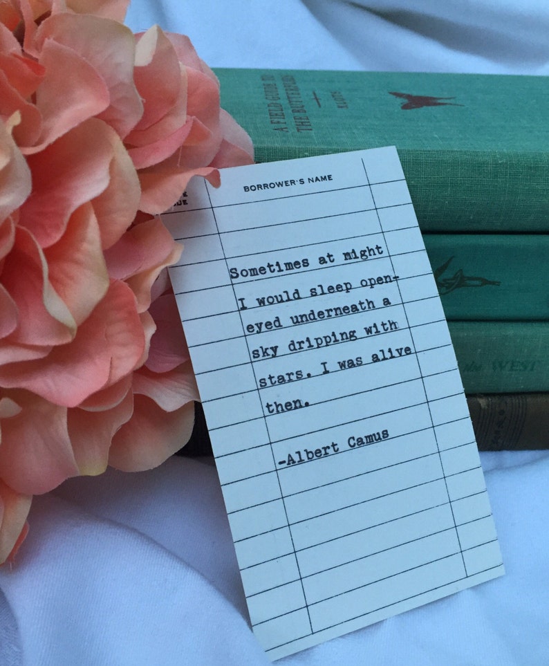 Albert Camus Quote- Hand Typed on Library Due Date Card - Sometimes at ...