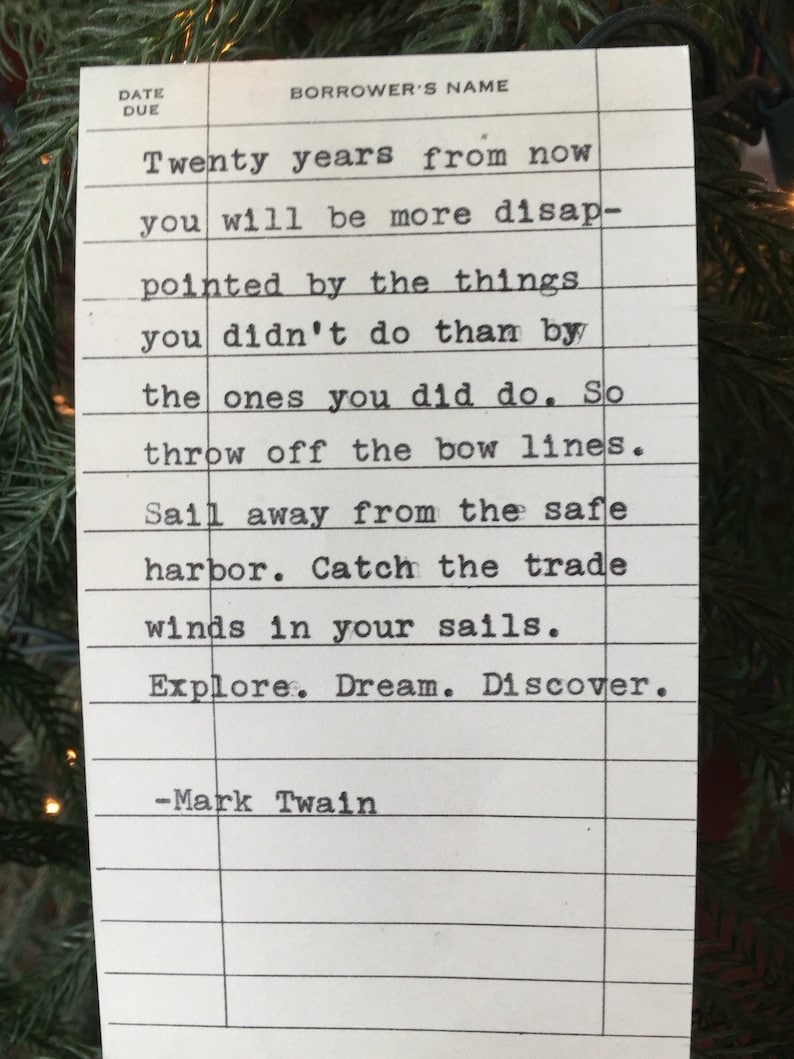 Mark Twain Hand Typed Quote on Library Card 20 Years - Etsy