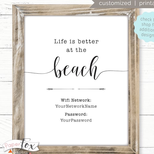 Customized Wifi Sign printable for Your Beach House | Etsy