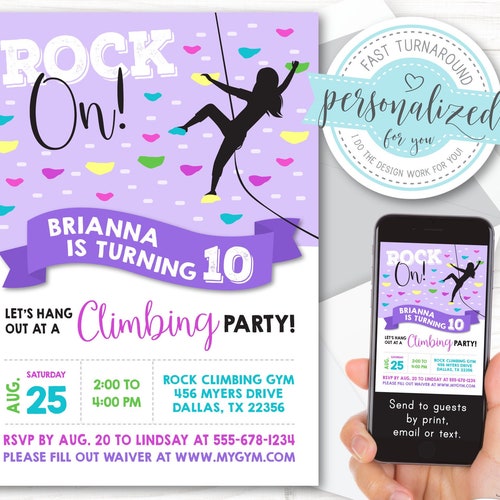 Rock Climbing Invitation Rock Climb Party Birthday Invite - Etsy