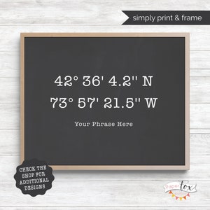 GPS Coordinates Sign Customized With Your Phrase, Printable File (JPG ...