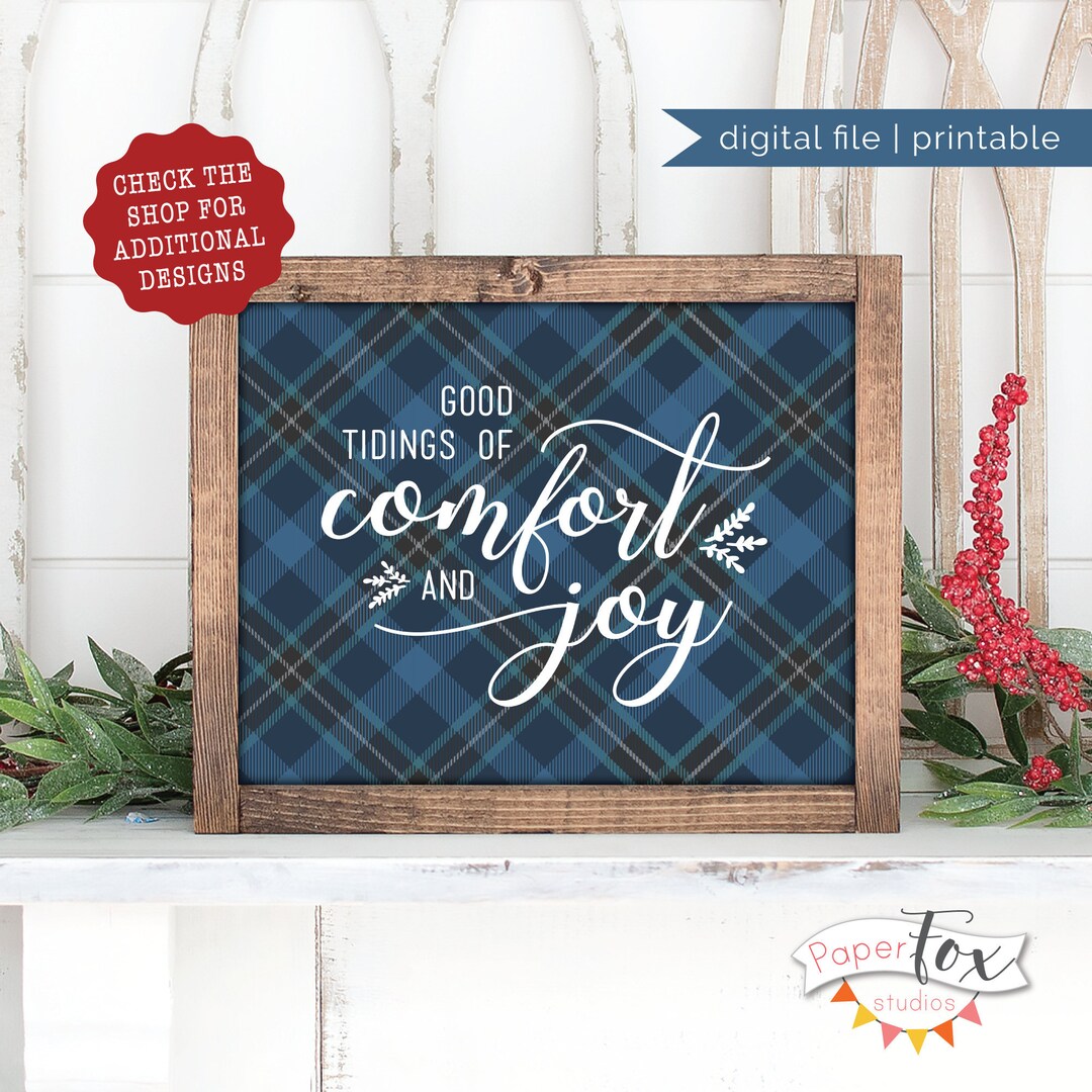 Plaid Christmas, Christmas Printables, Christmas Wall Art, Good Tidings ...