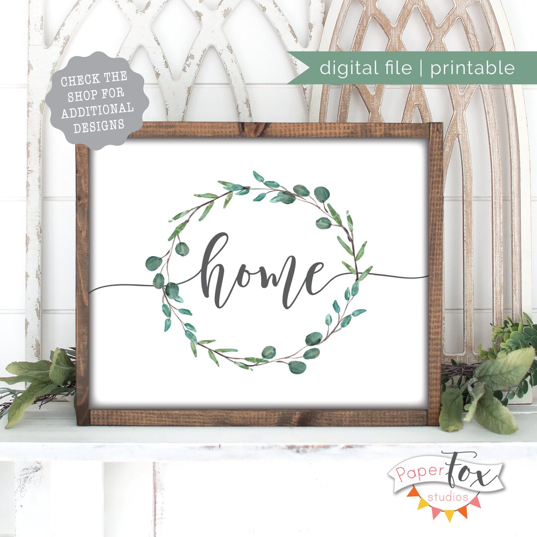 Farmhouse Printable Wall Art, Featuring the Word "home" With a ...