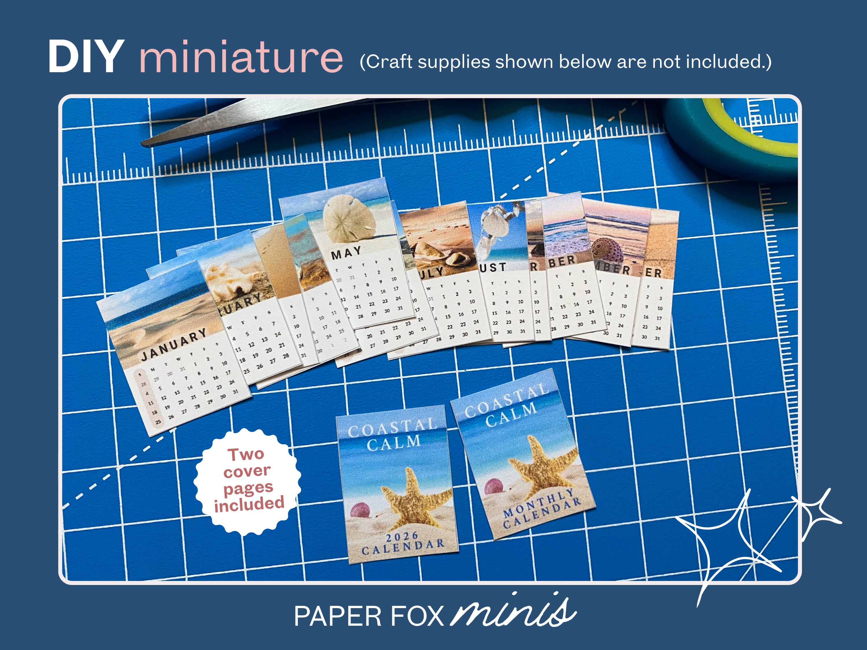 Printable Miniature Calendar Featuring Calming Coastal Images (12 ...