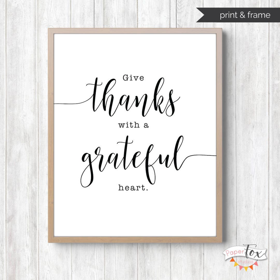 Give Thanks, Printable Wall Art, Scripture Wall Art, Farmhouse Decor ...