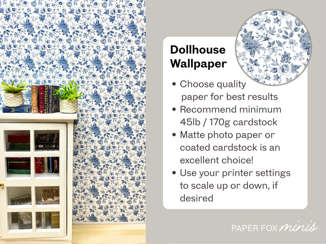 Dollhouse Miniature Wallpaper, Modern Dollhouse Wall Paper, Printable ...